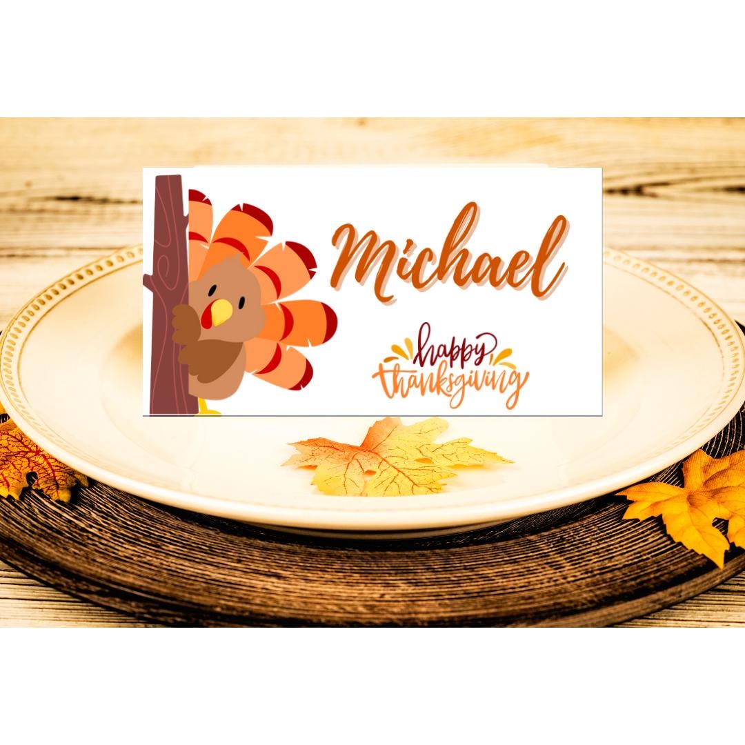 Fun Thanksgiving Place Card Editable Thanksgiving Name Card Template ...