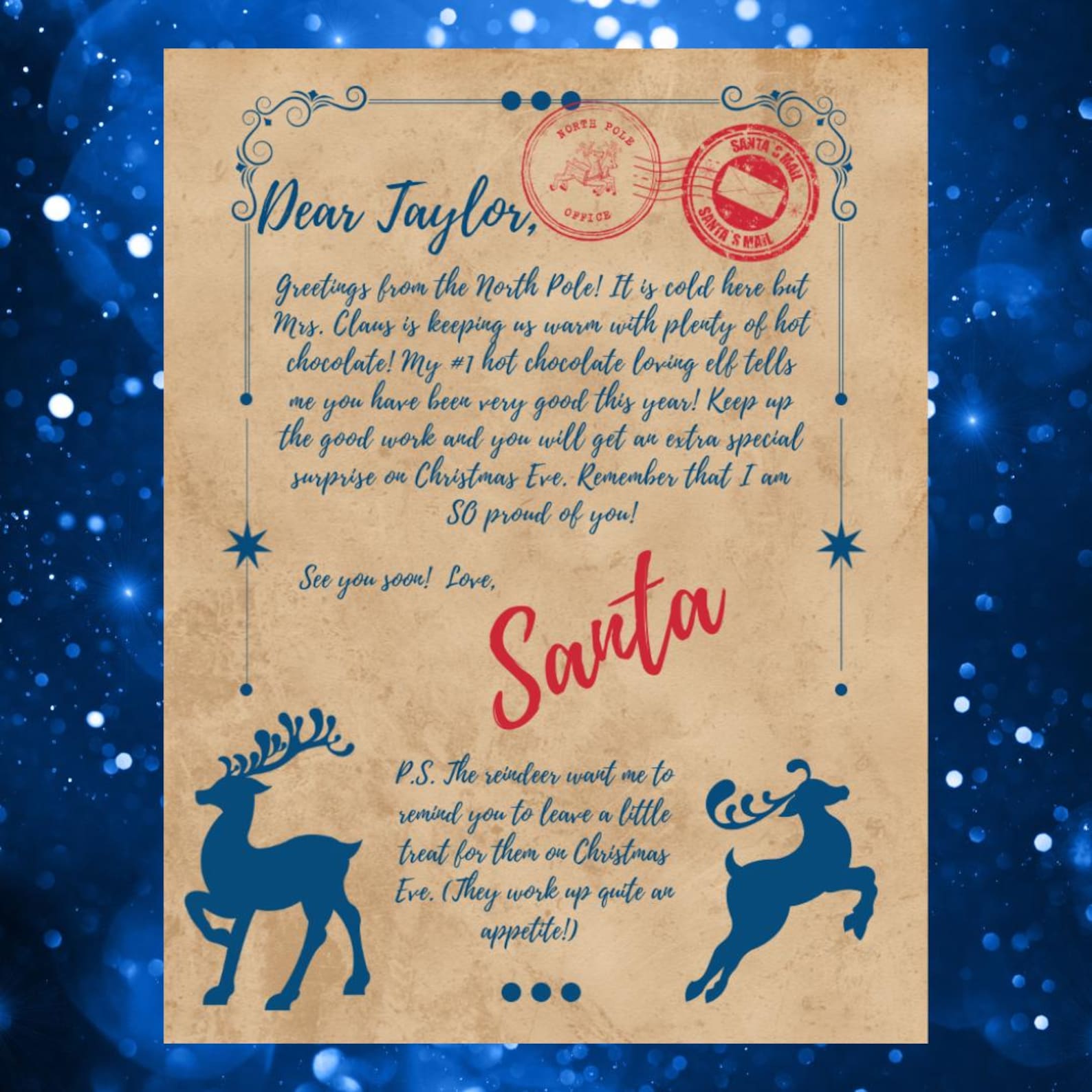 Vintage Christmas Letter From Santa Editable Christmas Letter Editable ...