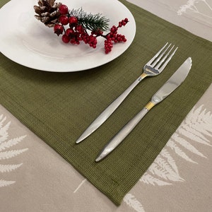 Christmas Green Placemats, Placemats Set of 6 4 2, Linen Placemat, Set ...