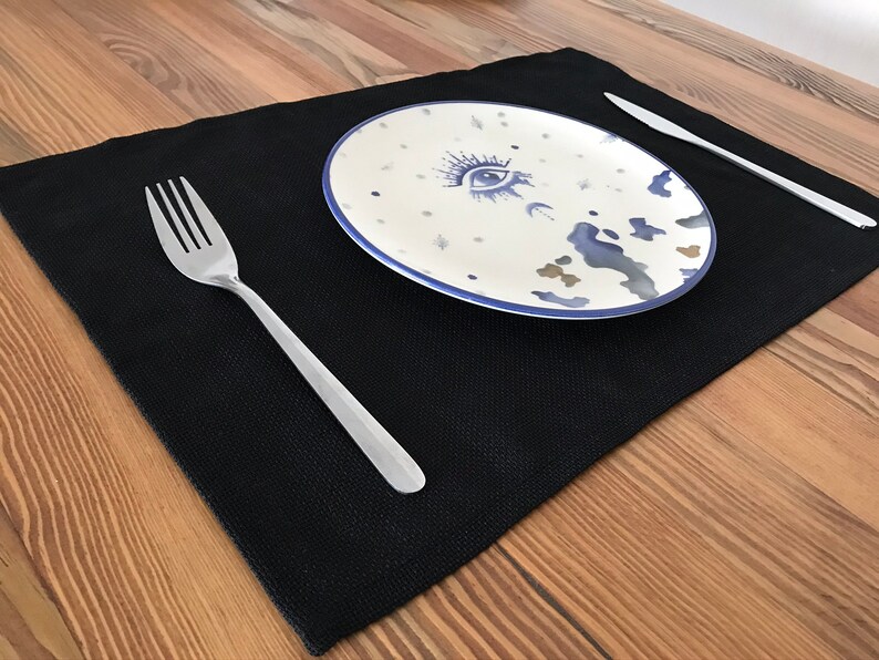 Black Burlap Placemat Black Dining Mat Black Table Linens - Etsy