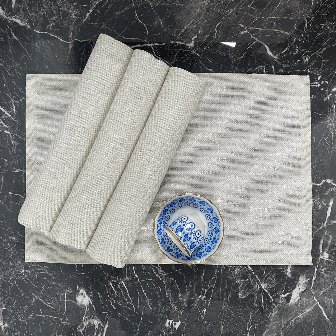 Glitter Cream White Placemat, Dining Mats, Table Linen, Cloth Placemat ...