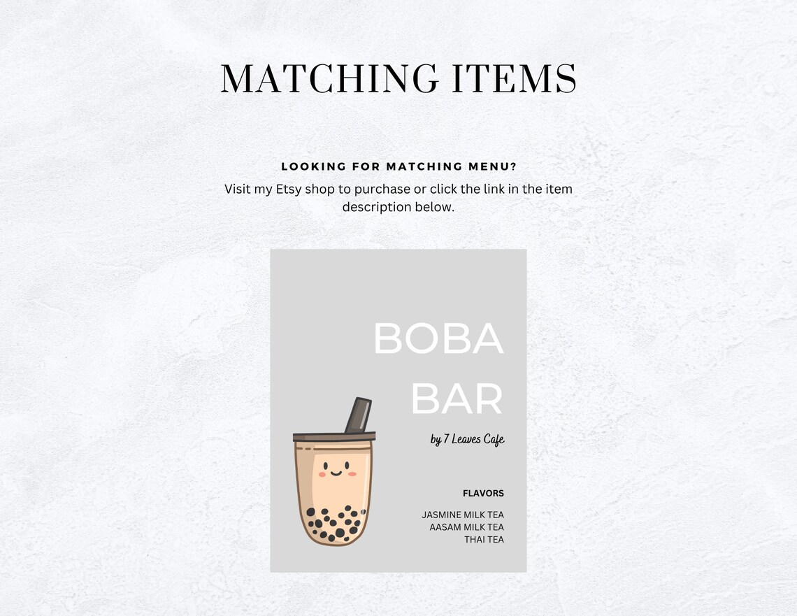Boba Bar Drink Menu, Boba Drinks Menu Template, Boba Drink Menu, Boba ...