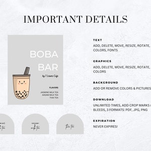Boba Menu, Boba Drink Menu, Boba Bar Drink Menu, Boba Drinks Menu ...