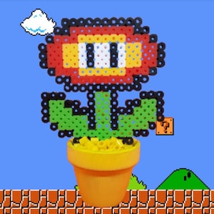 8-bit Super Mario Bros Fire Flower Perler Plant - Etsy