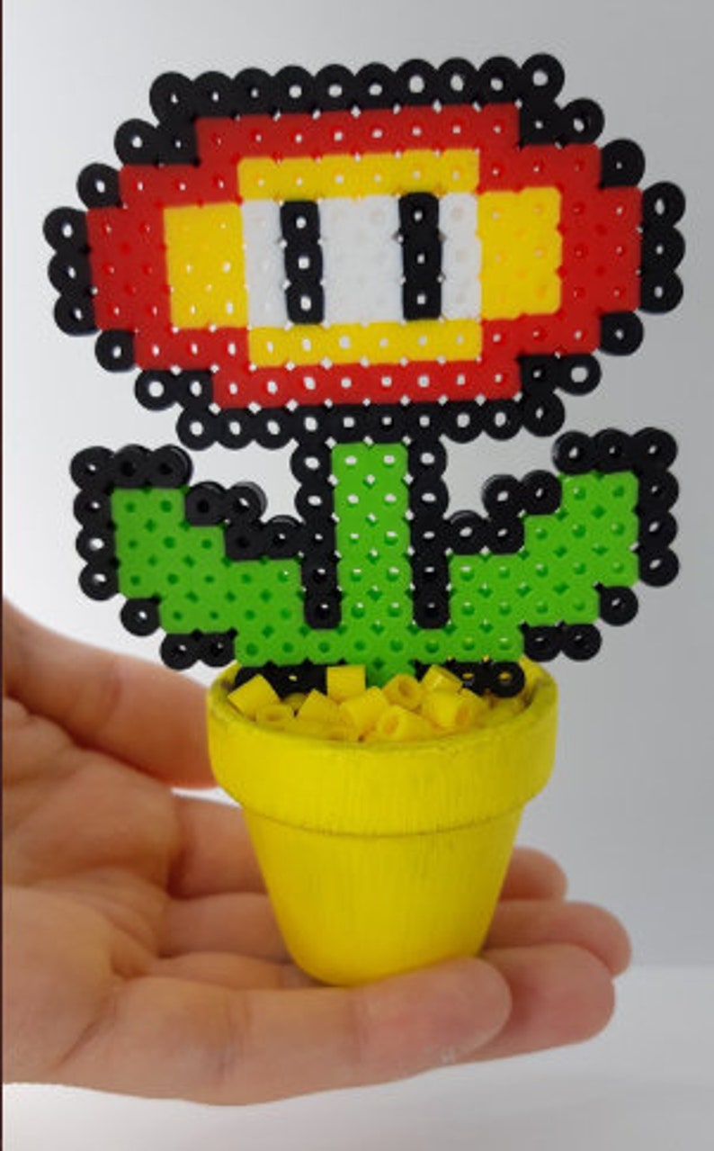8-bit Super Mario Bros Fire Flower Perler Plant - Etsy