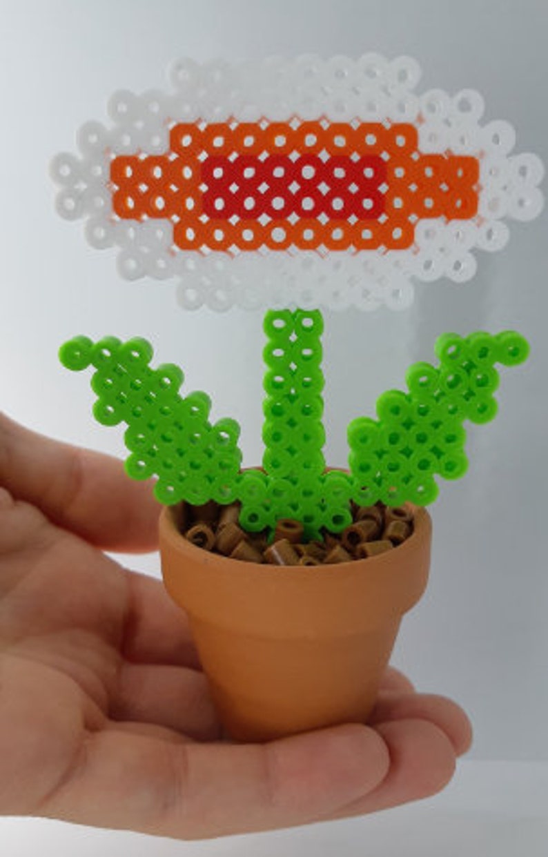 Retro Super Mario Bros. Fire Flower Perler Plant - Etsy