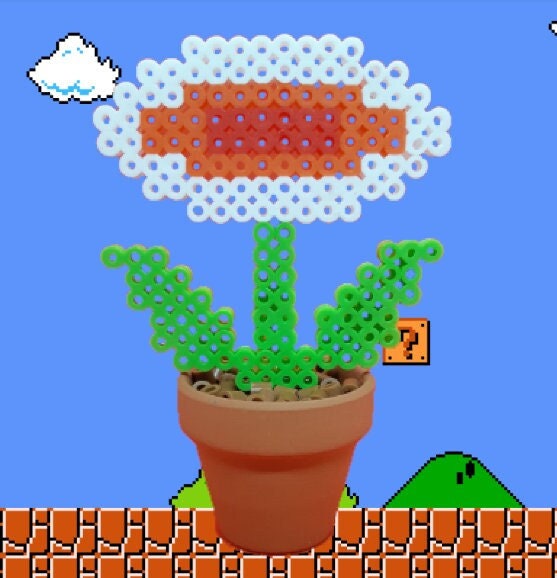 Retro Super Mario Bros. Fire Flower Perler Plant - Etsy