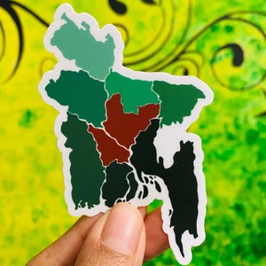 Bangladesh Map Sticker | Colorful, Die-cut Vinyl Sticker | Bengali Art ...