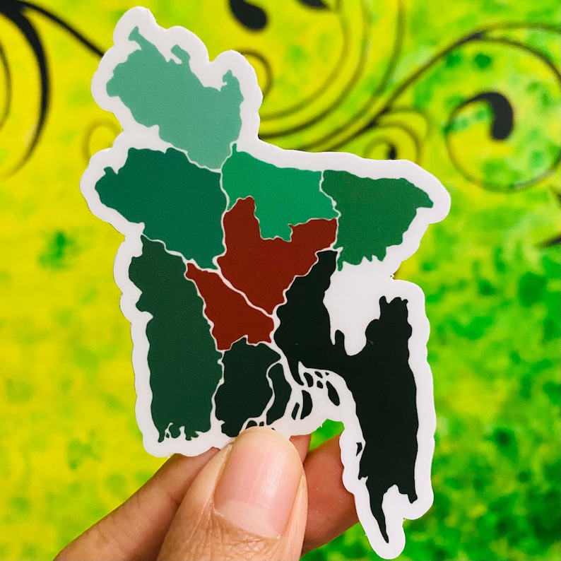 Bangladesh Map Sticker Colorful Die-cut Vinyl Sticker - Etsy