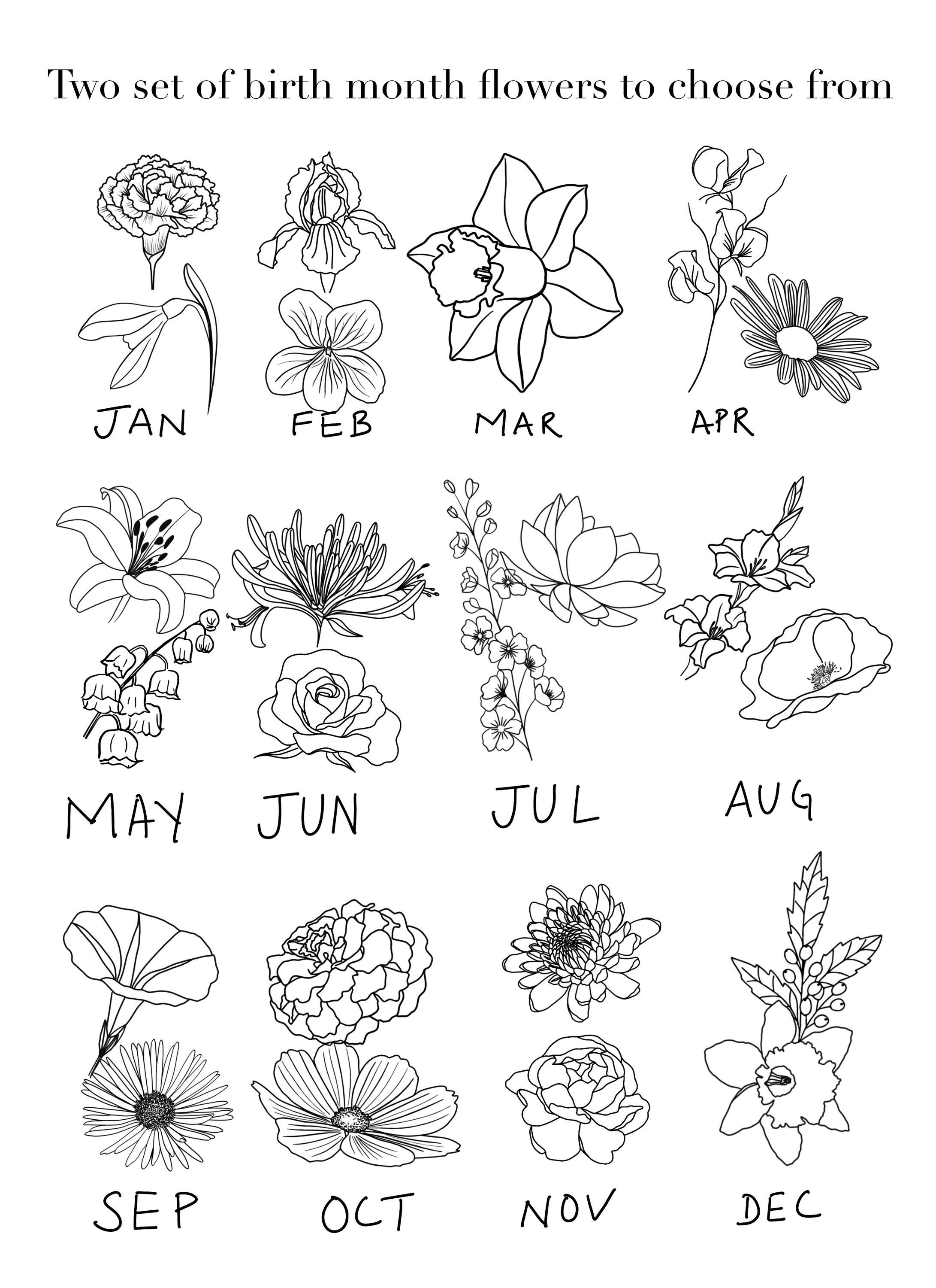 Custom Birth Flower Bouquet Family Birth Month Tattoo Design - Etsy Canada