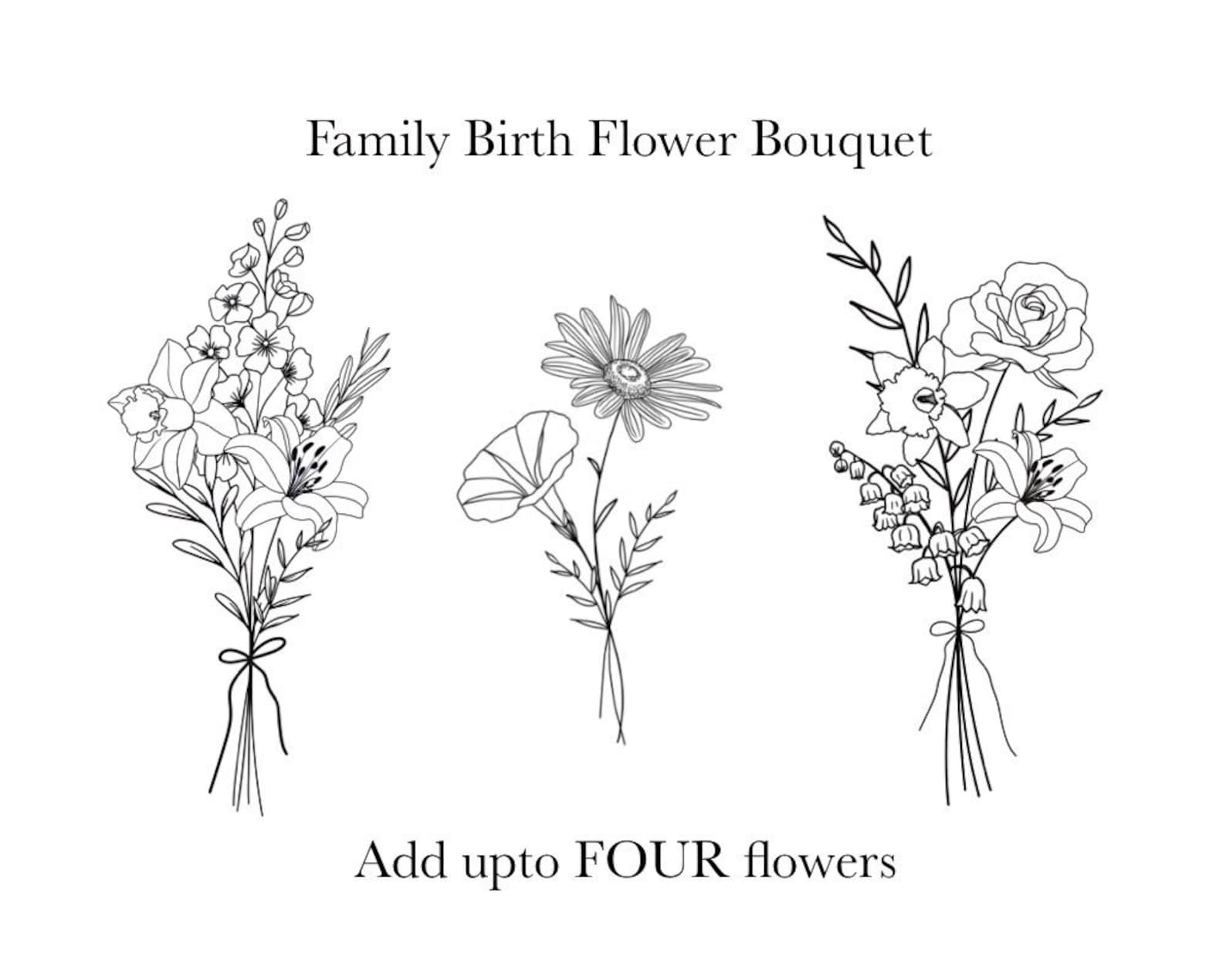 Custom Birth Flower Bouquet Family Birth Month Tattoo Design - Etsy