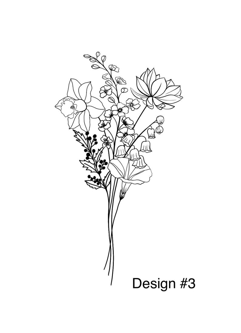 Morse Code Birth Flower Tattoo | Upto SIX Flowers| Two Names or Words ...