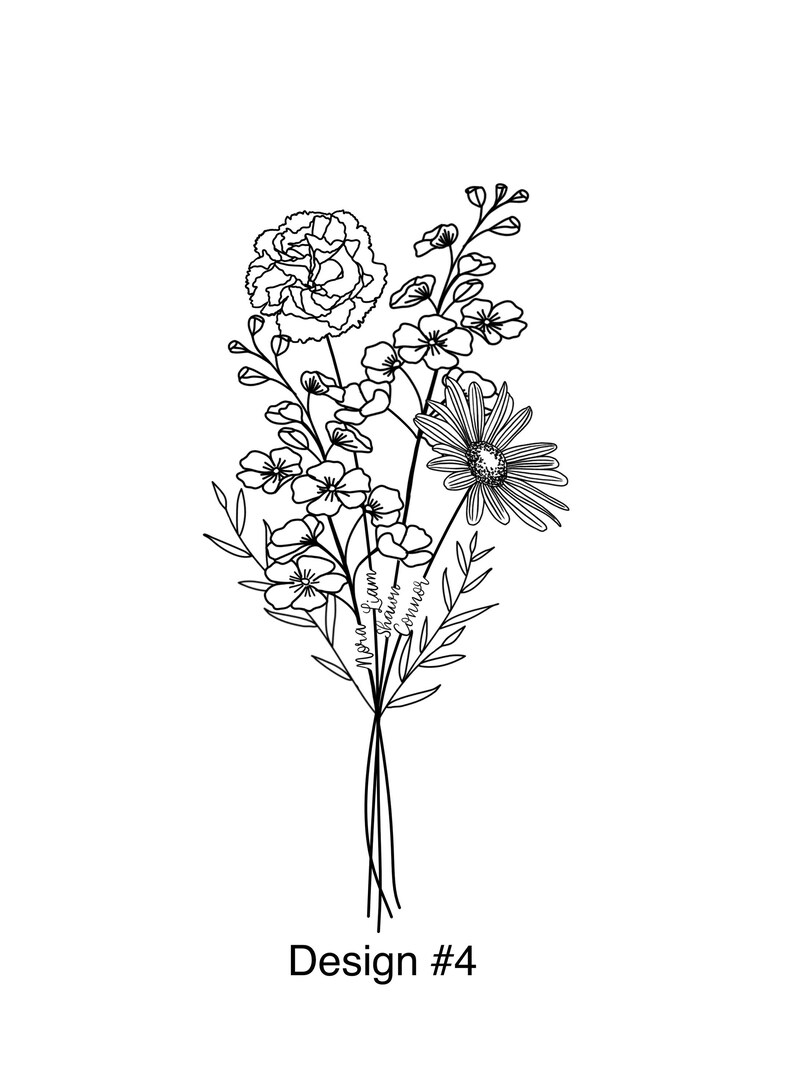Morse Code Birth Flower Tattoo Upto SIX Flowers Two Names - Etsy