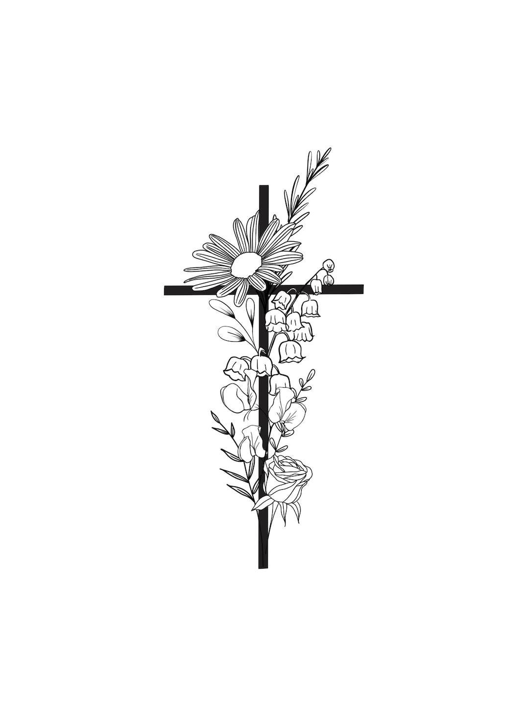 Cross Tattoos With Roses Sketches