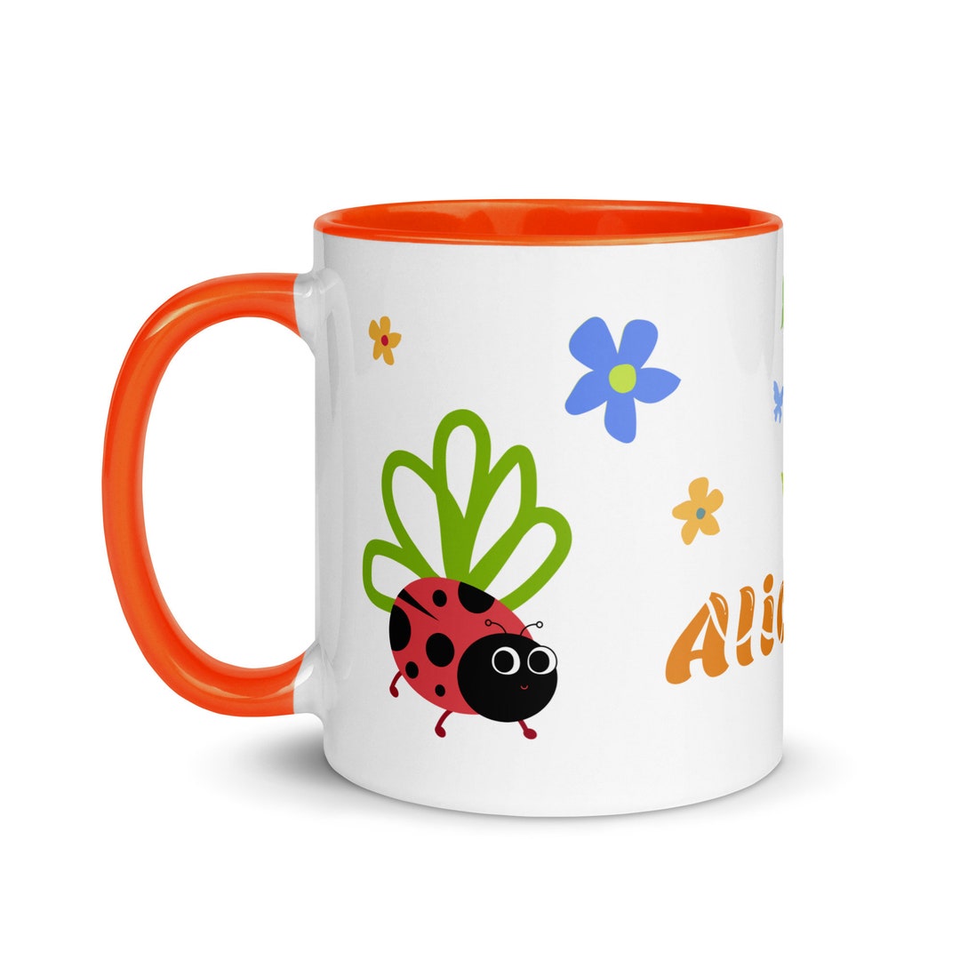 Ladybug Mug Personalized Child First Name Gift Cup Cute Boy Girl Cute ...
