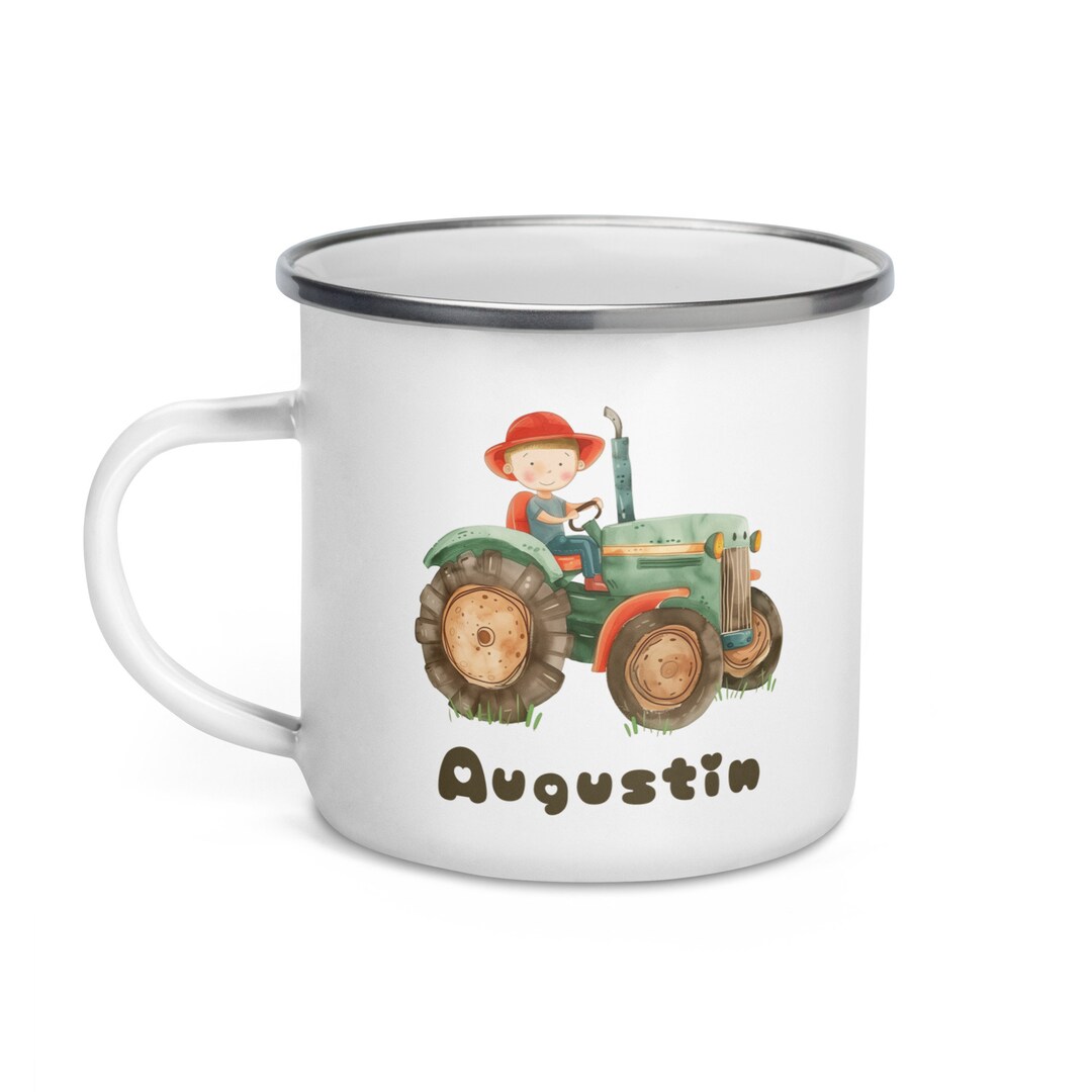 Personalizable Tractor Cup Child's First Name Backhoe Truck Mug Little ...