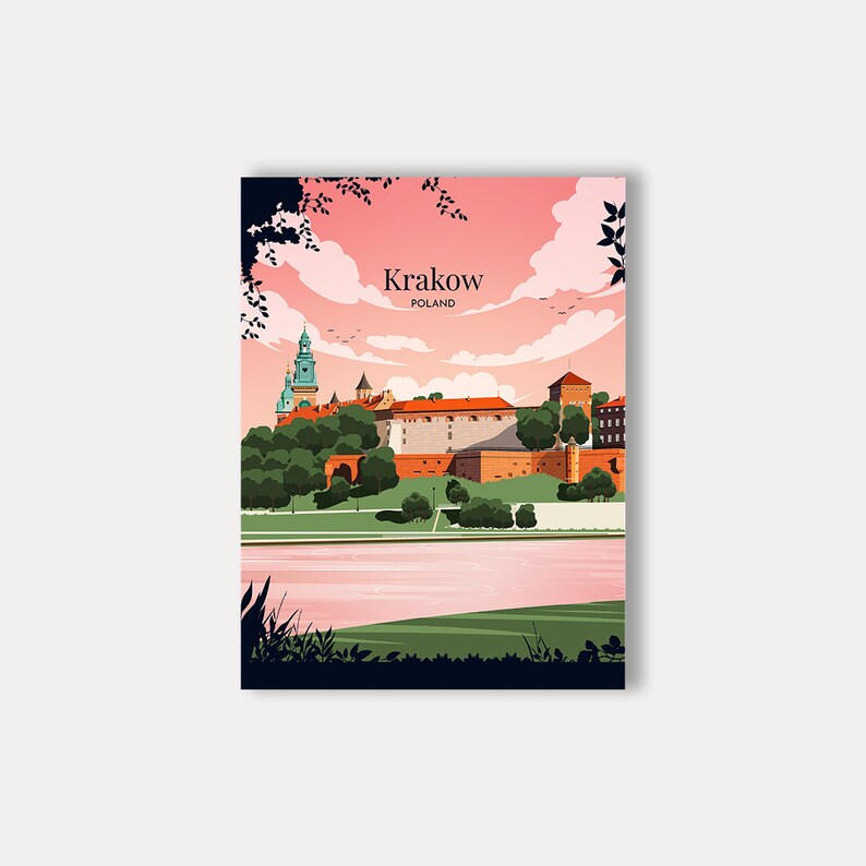 Kraków Pink Poster - Etsy