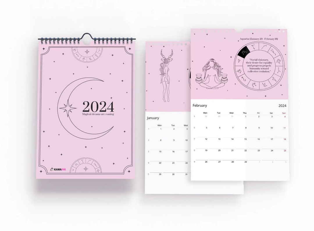 Zodiac Girls - 2024 Wall Calendar - Etsy
