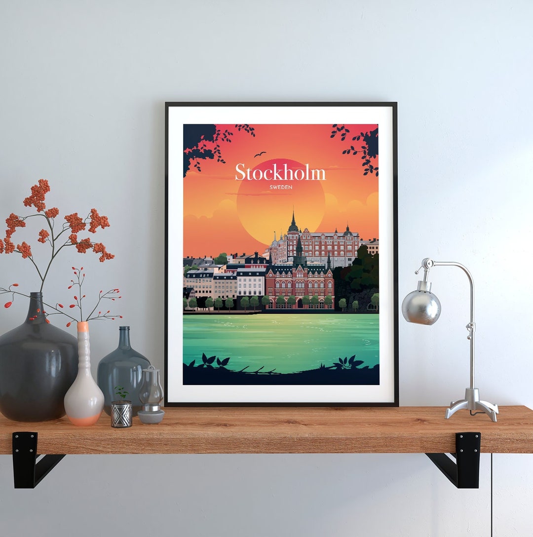 Stockholm Sunset City Poster - Etsy