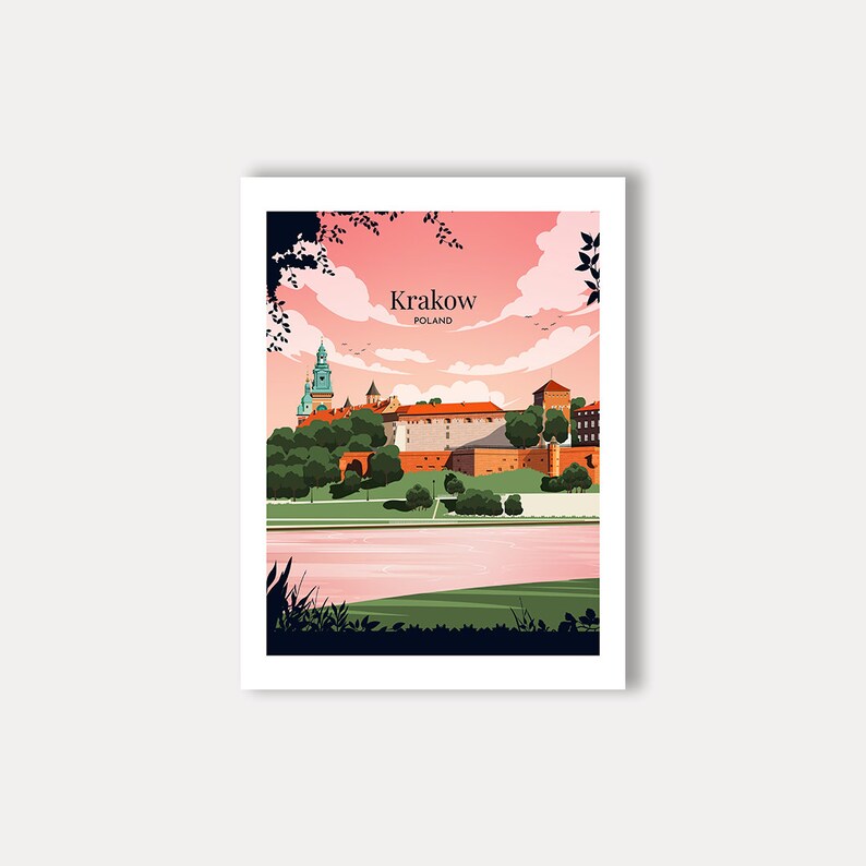 Kraków Pink Poster - Etsy