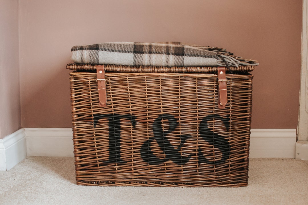 Personalised Large Wicker Chest Hamper Trunk With Lid Handles Toy ...