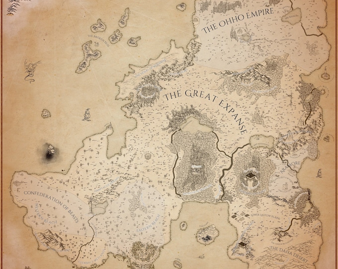 Custom Fantasy Map Commission for Writers, D&D, Dms, and More! Great ...