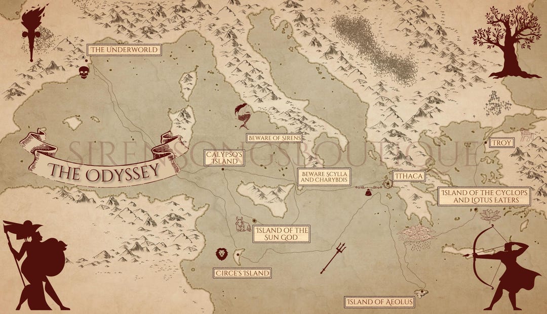 Odysseus' Journey Map From EPIC the Musical Jorge Rivera-herrans - Etsy