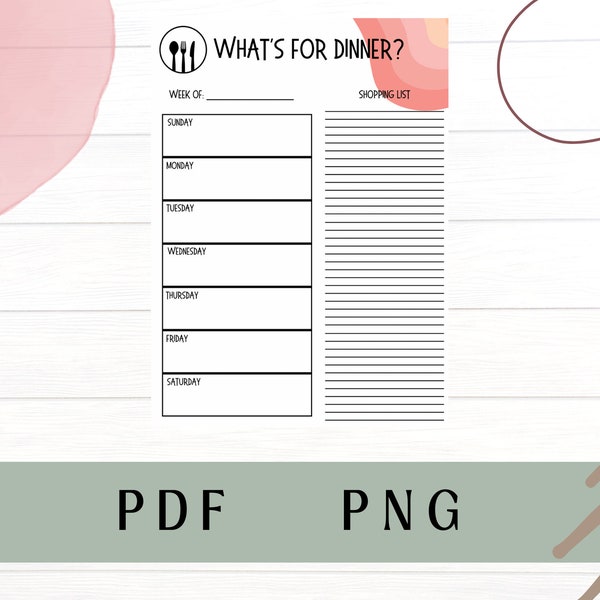 Whats for Dinner Template Printable - Etsy