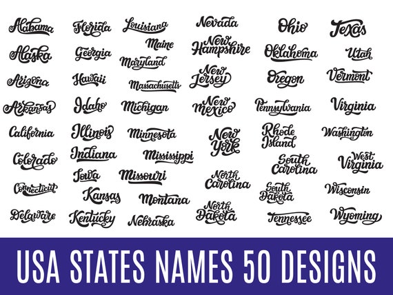 USA States Names Svg Bundle USA States Svg USA States Cut | Etsy