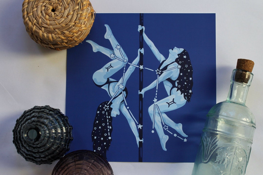 GEMINI Pole Dancer Zodiac Constellation Square Print - Etsy