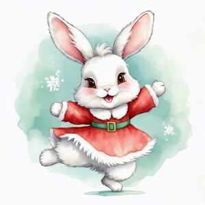 Cute Christmas Bunny Rabbit Clipart 12pc Downloads for Festive Card ...
