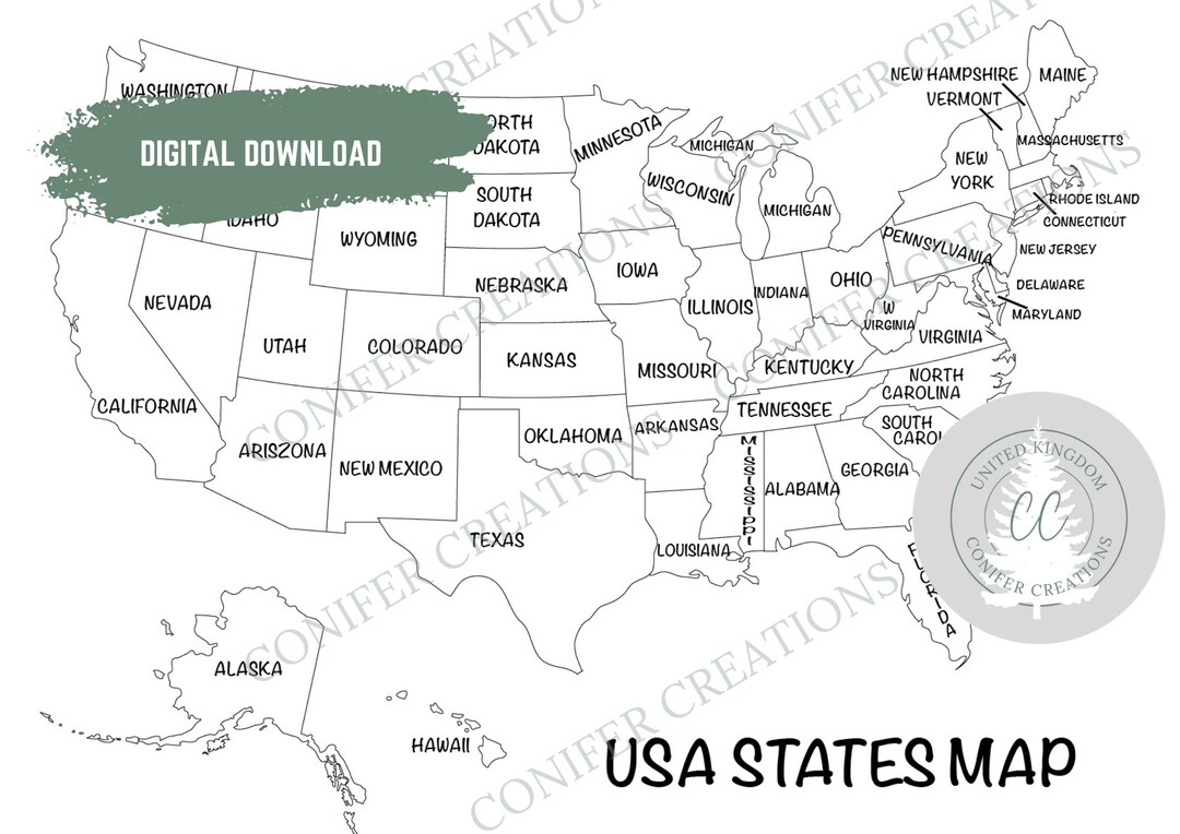 Simple States Map, USA Sales Tracker, US Postcode Sales Map, Small ...