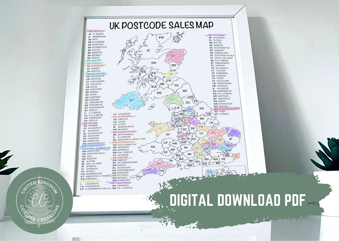 Simple Postcode Map UK Sales Tracker UK Postcode Sales Map - Etsy