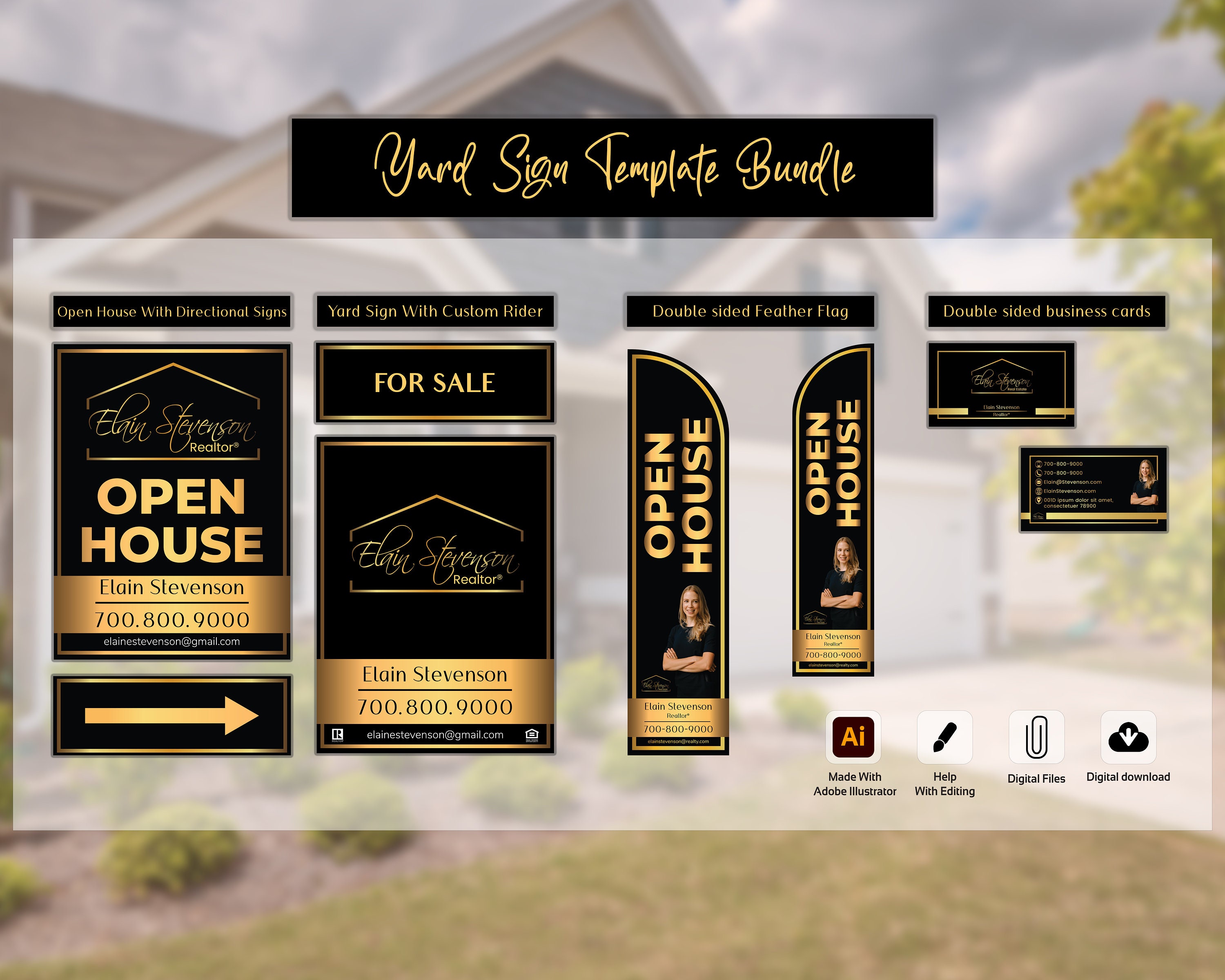 Real Estate Yard Sign, Yard Sign Templates, Feather Flag, Yard Sign ...
