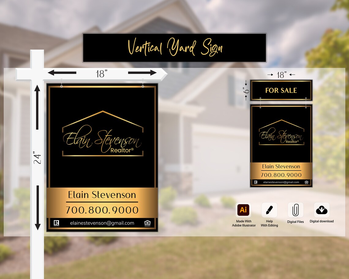 Real Estate Yard Sign, Yard Sign Templates, Feather Flag, Yard Sign ...
