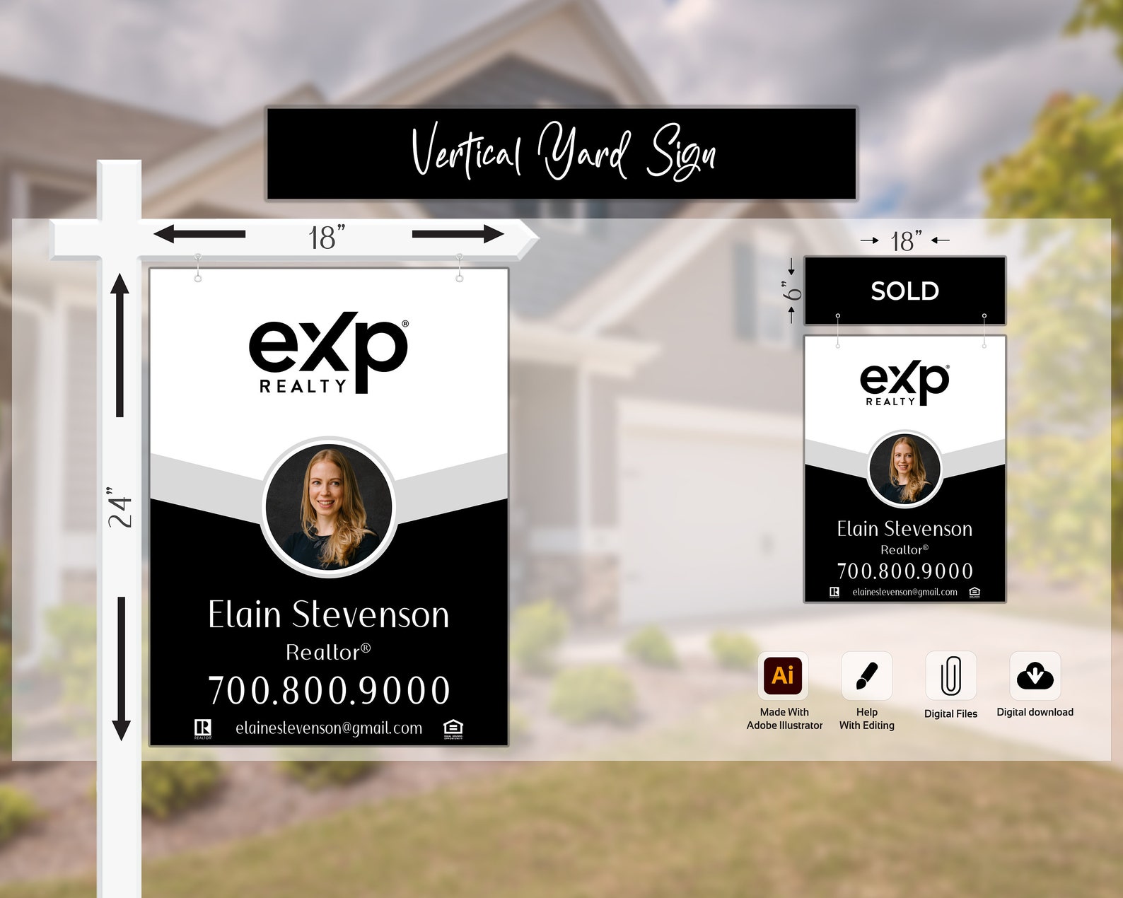 Real Estate Yard Sign, Yard Sign Template, Digital Template, for Sale ...