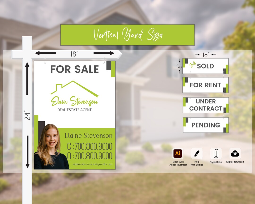 Real Estate Agent Yard Sign, Yard Sign Design, Digital Template, for ...