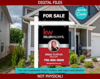 Keller Williams Yard Sign Design Canva Template 4 RIDERS, for Sale Sign ...