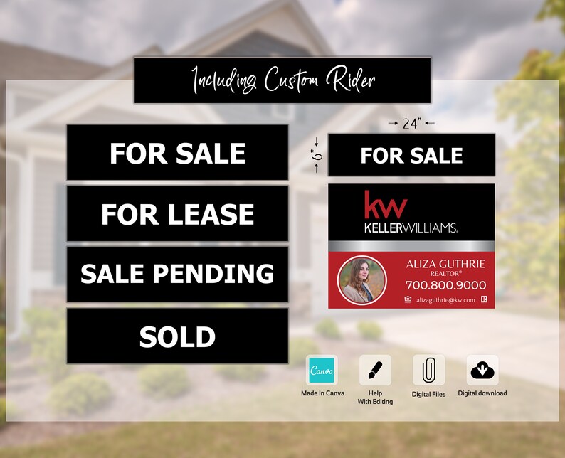 Real Estate Yard Signs, for Sale Sign, Keller Williams, Canva Template ...