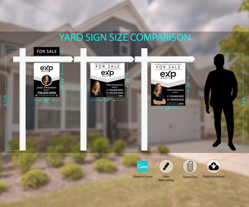 Real Estate Yard Signs, EXP Realty Sign, Yard Sign Design, Real Estate Sign, Digital Template ...