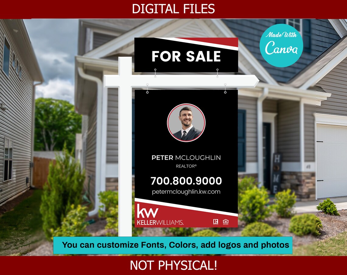 Yard Sign | Keller Williams | for Sale Sign | Canva Template | Yard ...