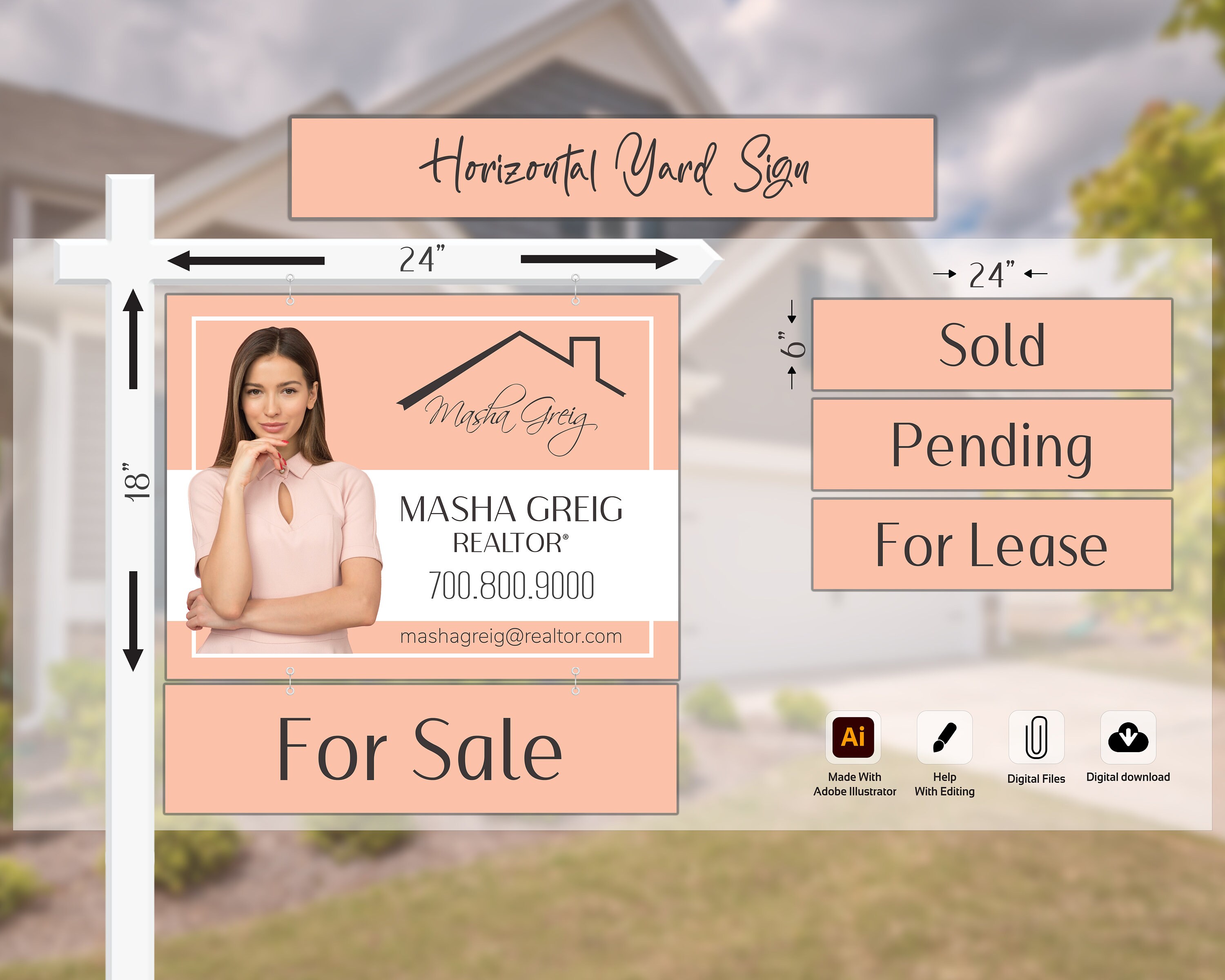 Real Estate Yard Sign, Printable Business Card, Real Estate Agent, Yard ...