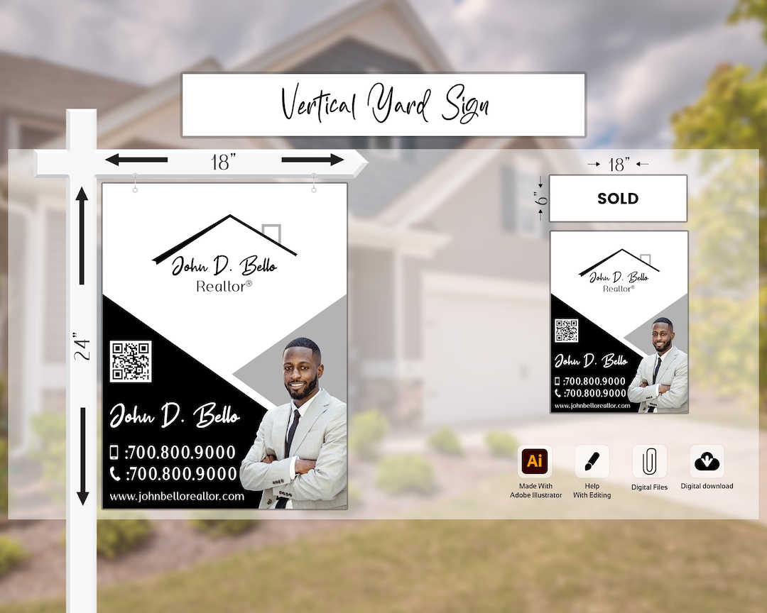 Real Estate Agent Yard Sign, Yard Sign Design, Digital Template, for ...