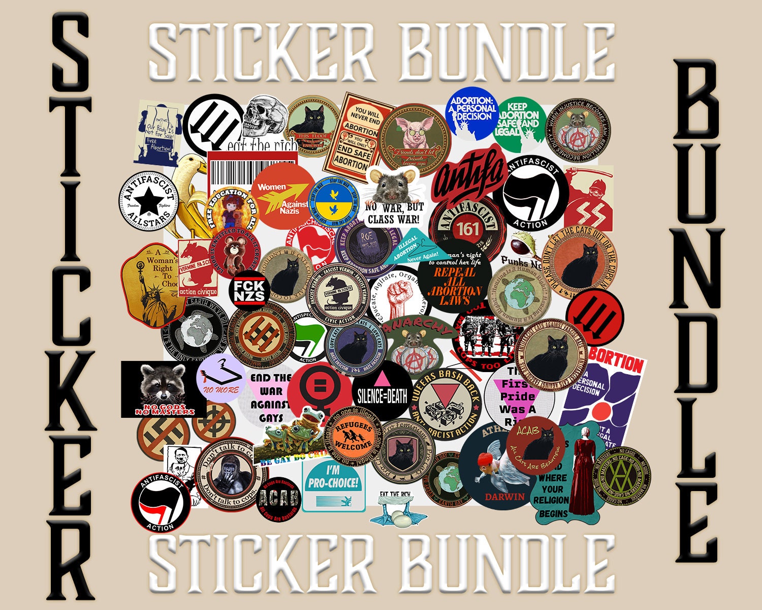 Antifa Sticker Bundle Pack, Anti-fascist Action, Anti-racist, Refugees ...