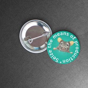 Seize the Means of Production, Button, Pin, Socialist, Anarchist ...