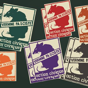 15 Pack Civic Action FASCIST VERMIN Mini Stickers, Working Class Anti ...