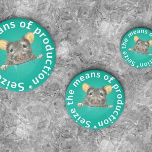 Seize the Means of Production, Button, Pin, Socialist, Anarchist ...