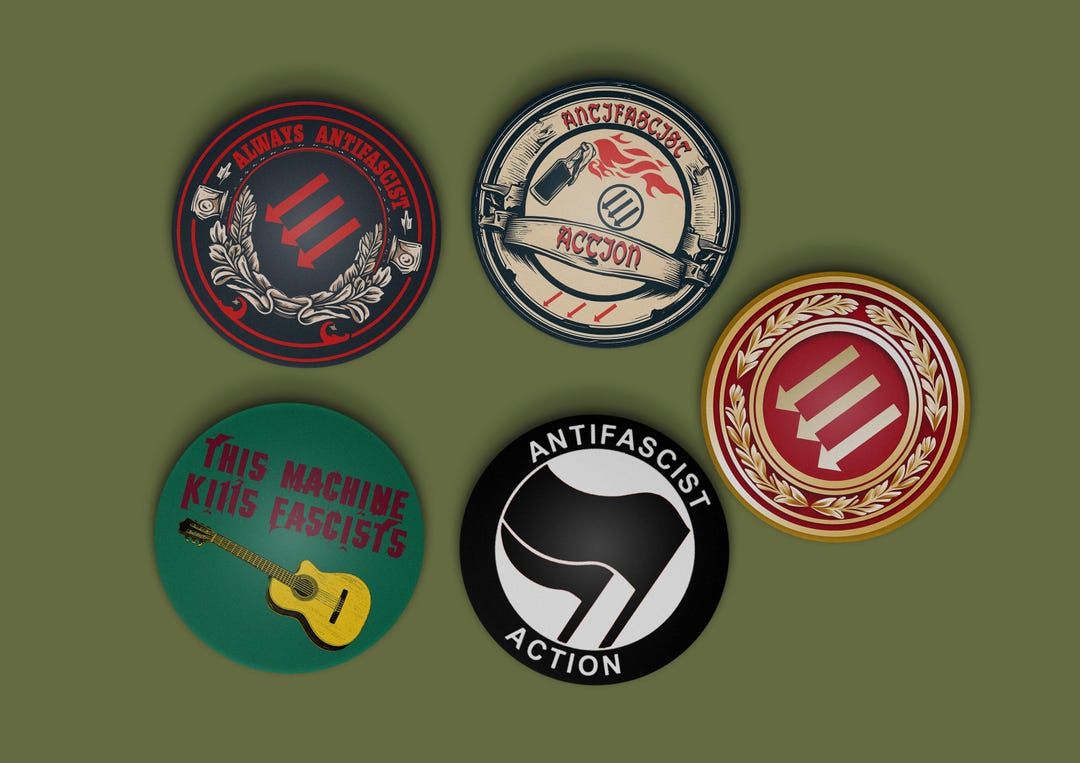 Pack 5 buttons Antifascist, Antifa, Anti-Racist, Anti-Nazi, Anti ...