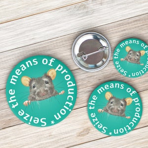 Seize the Means of Production, Button, Pin, Socialist, Anarchist ...