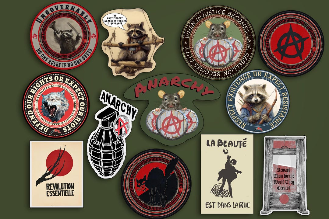 Pack 12 Anarchy Stickers, Anarchist, Political, Anarchy Revolution ...